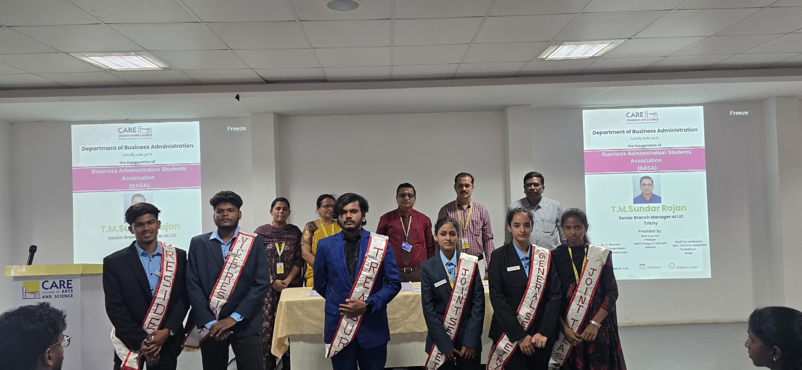 BASA Office Bearers Induction Ceremony - CARE College of Arts and Science