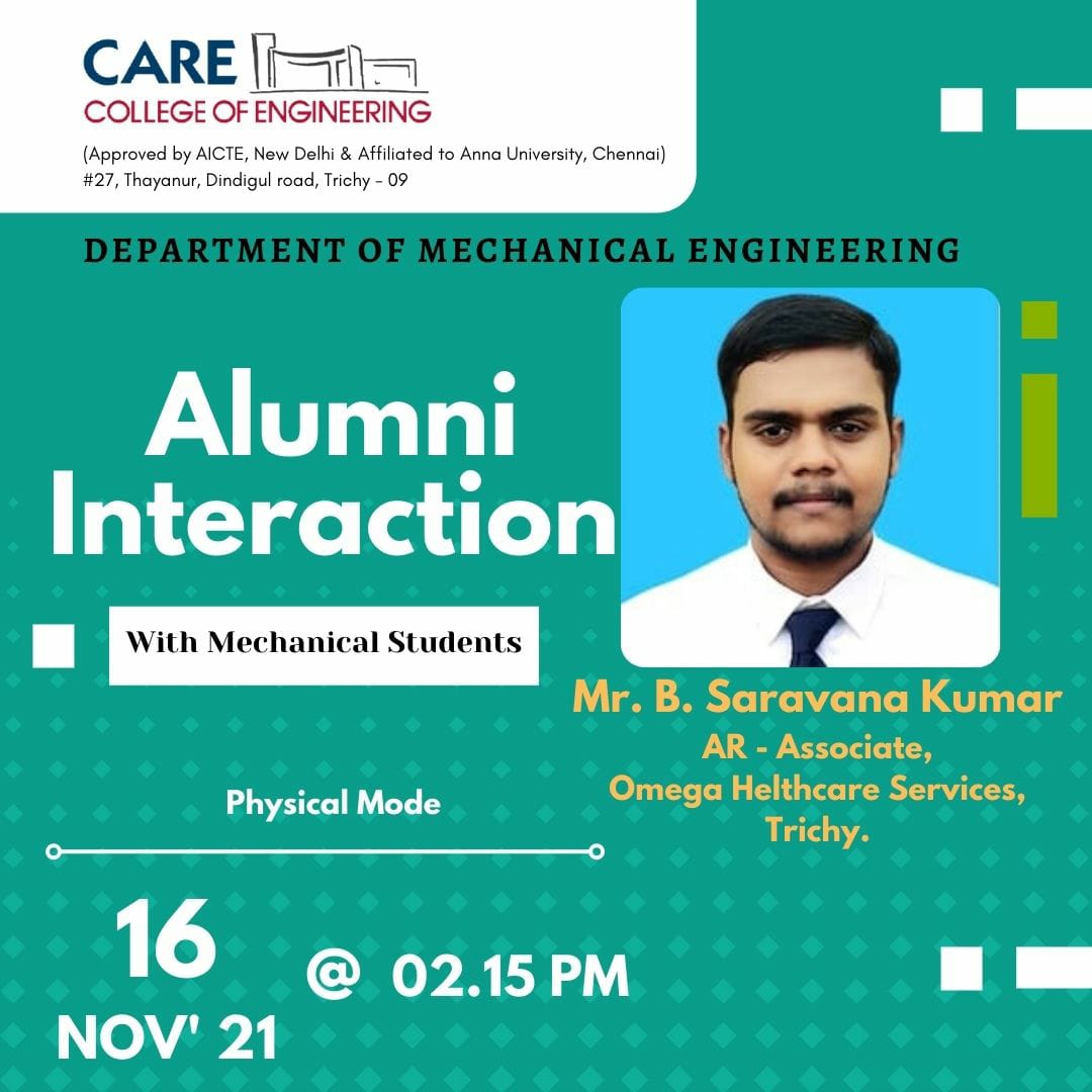 Alumni Interaction with Mechanical Students - CARE College of Engineering