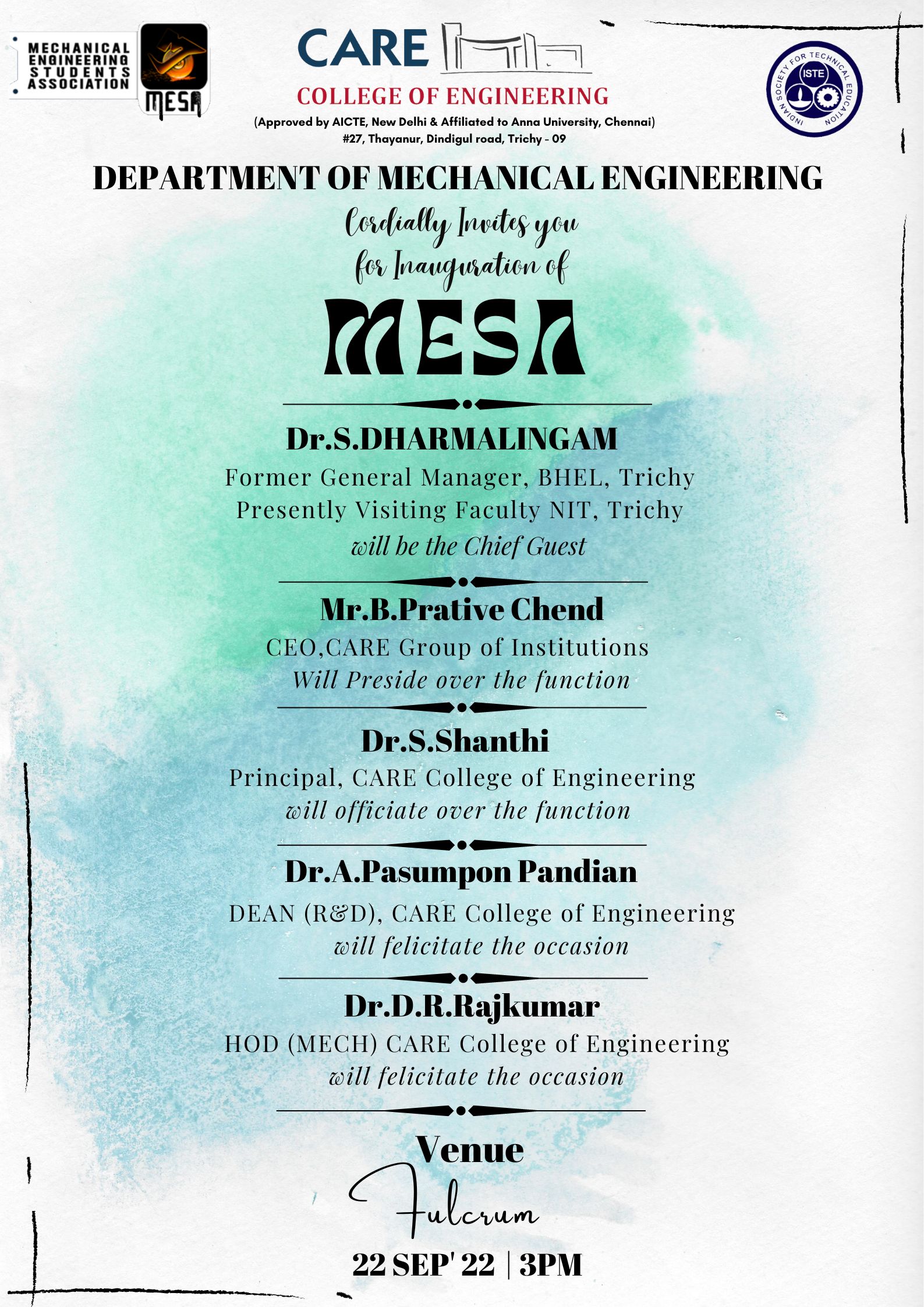 Inauguration of Mechanical Engineering Students Association (MESA ...