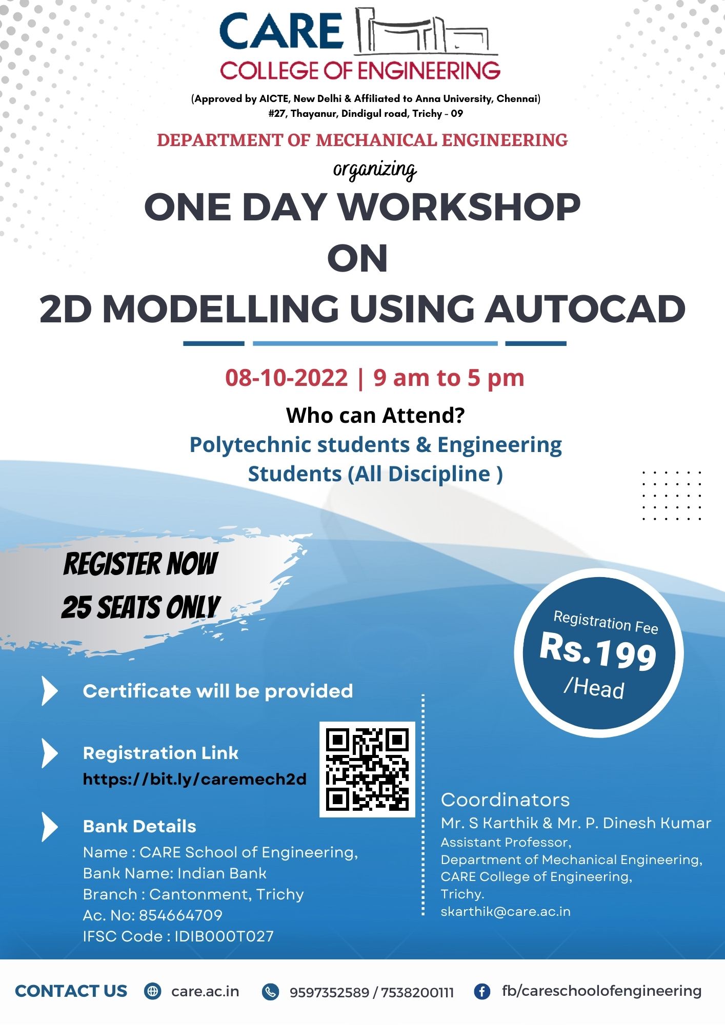 ONE DAY WORKSHOP ON “2D MODELING USING AUTOCAD” - CARE College of ...