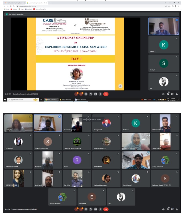 A Five Days online FDP on “Exploring Research using SEM & XRD" - CARE ...