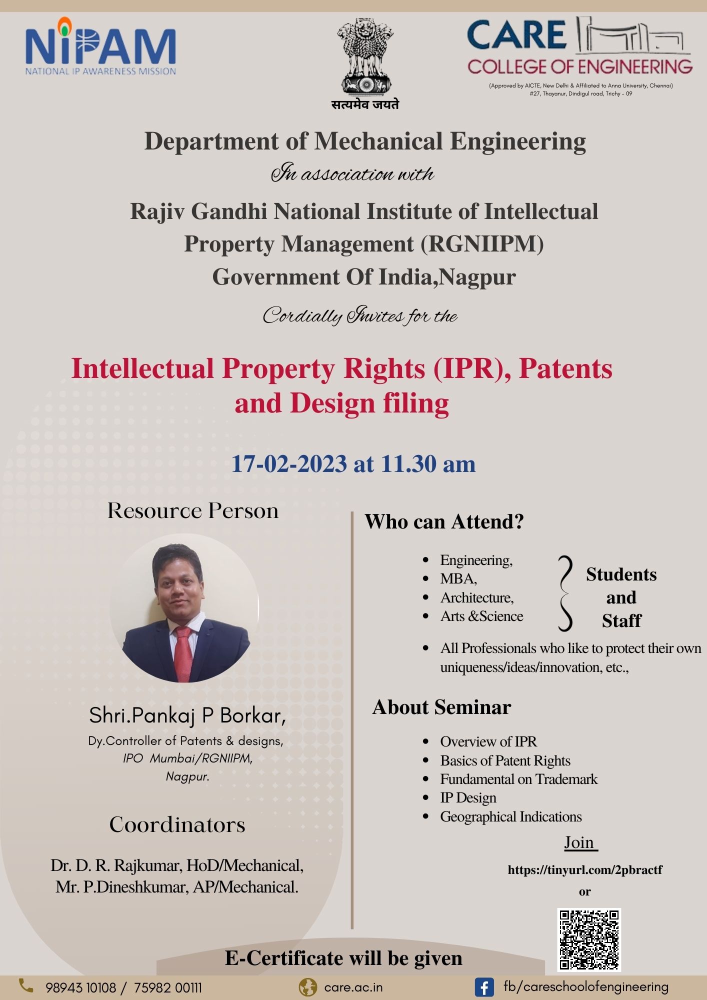 Online Webinar on "Intellectual Property Rights (IPR) & Patents and ...