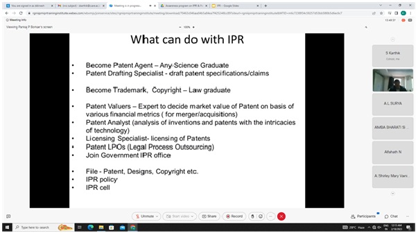 Online Webinar on "Intellectual Property Rights (IPR) & Patents and ...