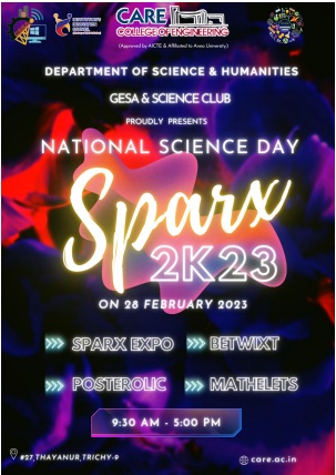 SPARX 2K23 on National Science Day 28 February 2023 - CARE College of ...