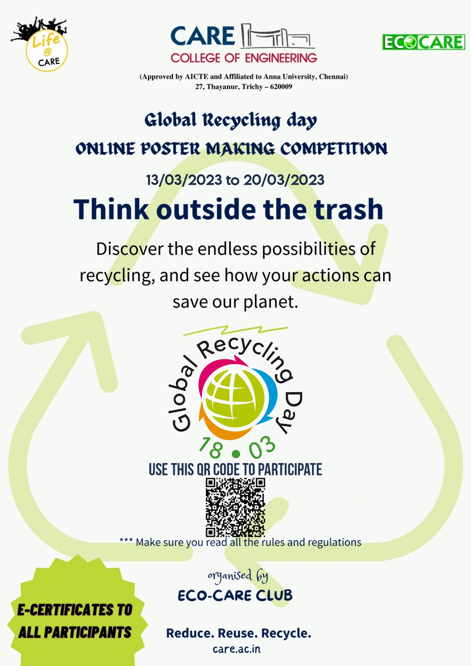 Online Poster-Making Competition - GLOBAL RECYCLING DAY - CARE College ...