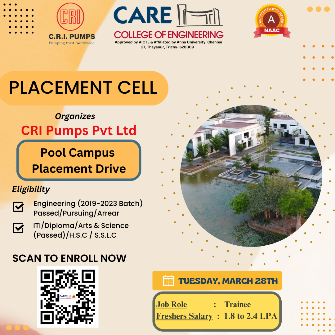 CRI Pumps Pvt Ltd - Pool Campus Drive - CARE College of Engineering