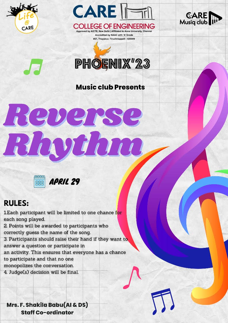 Phoenix'23 Events Poster - CARE College of Engineering