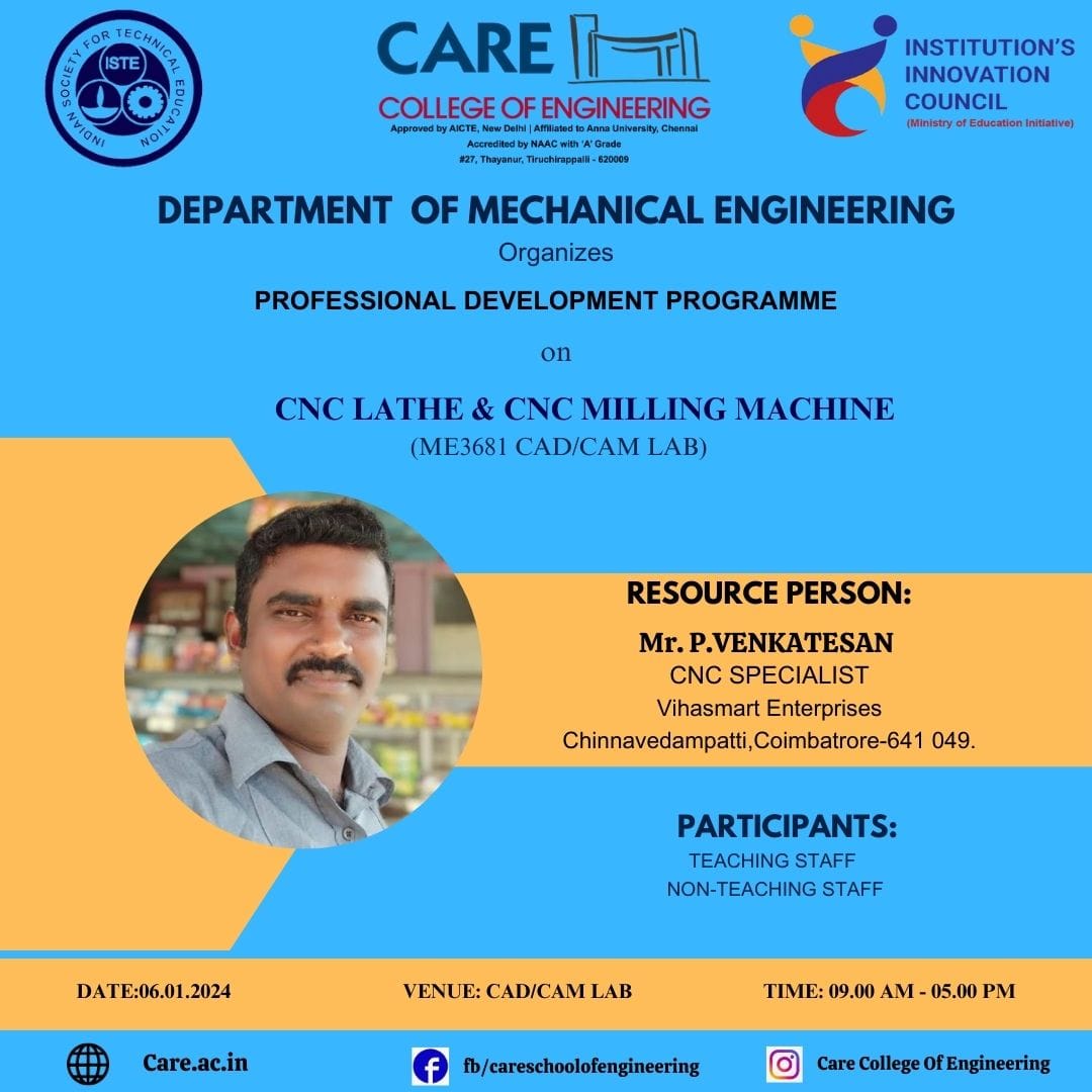 Professional Development Programme on “CNC LATHE AND CNC MILLING ...