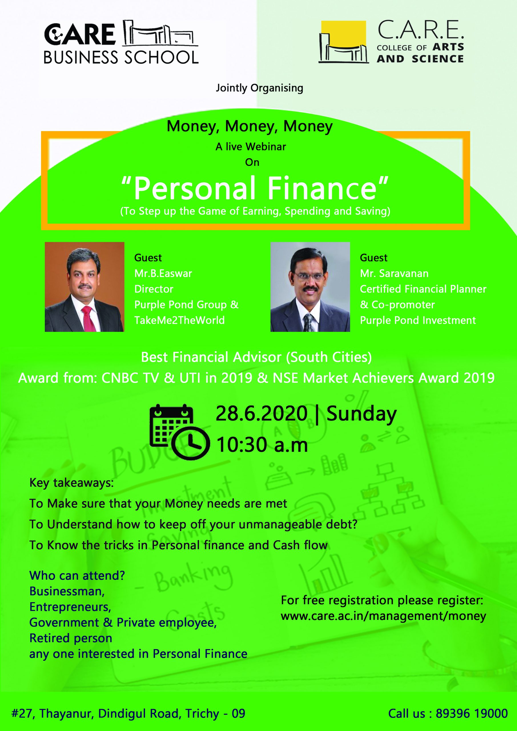 Money, Money, Money - A Webinar on Personal Finance - CARE Business School